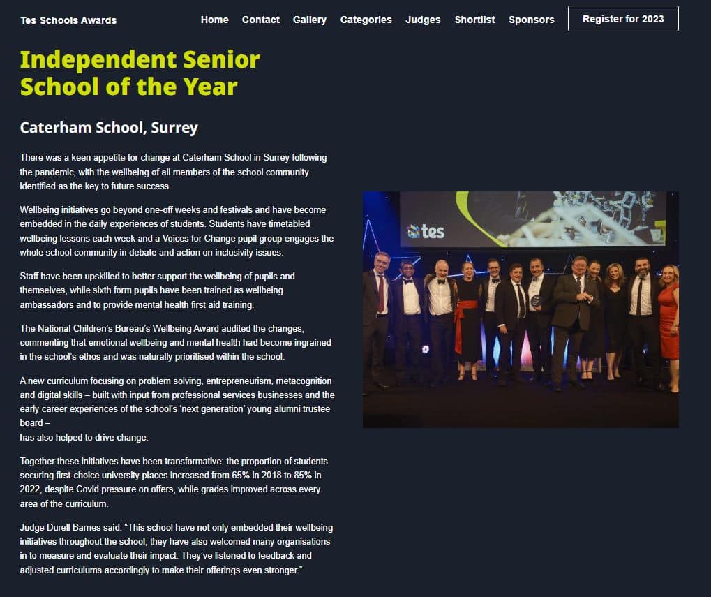 Awards - Caterham School