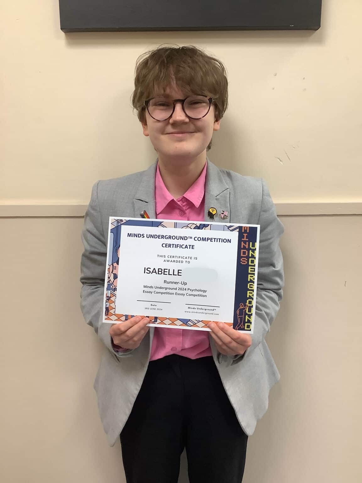 Isabelle P Places Second at Minds Underground Essay Competition ...
