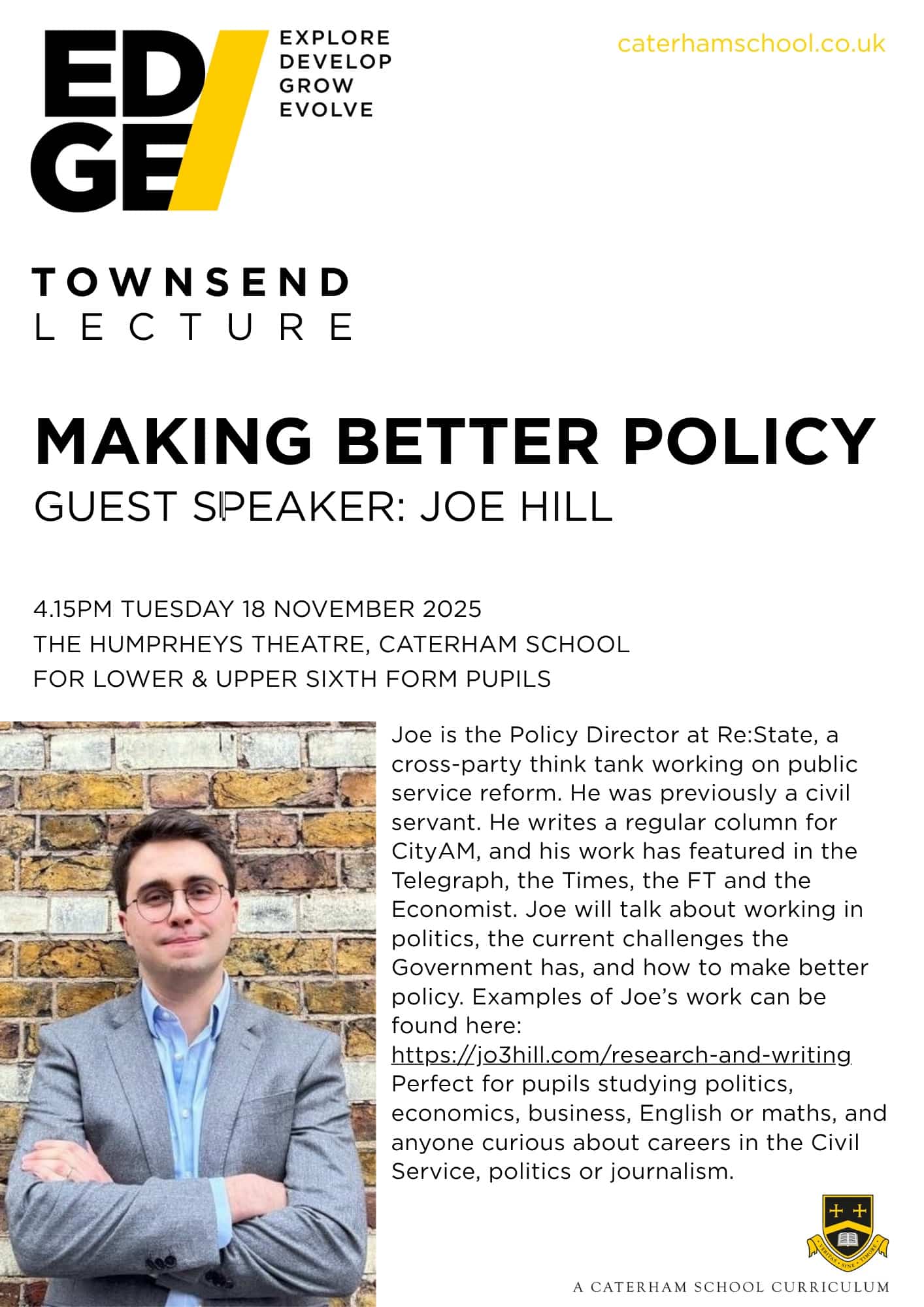 EDGE Townsend Lecture - Caterham School
