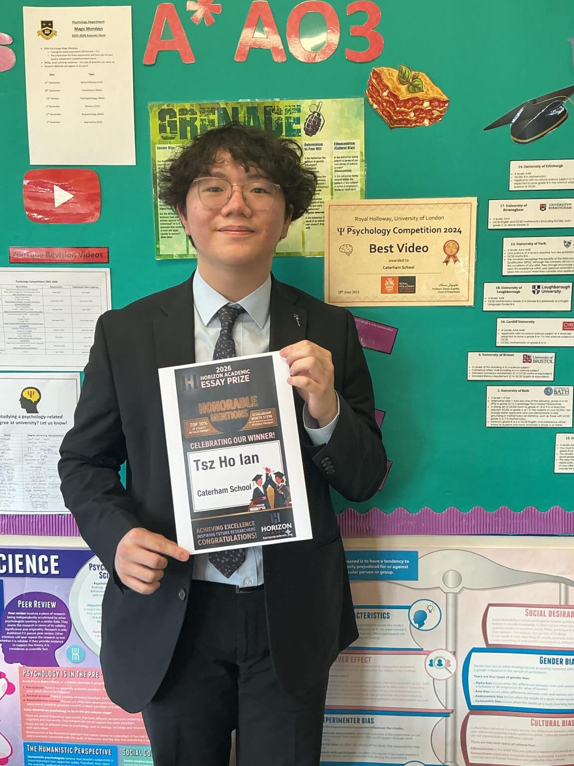 Ian Wong Earns Honourable Mention - Caterham School